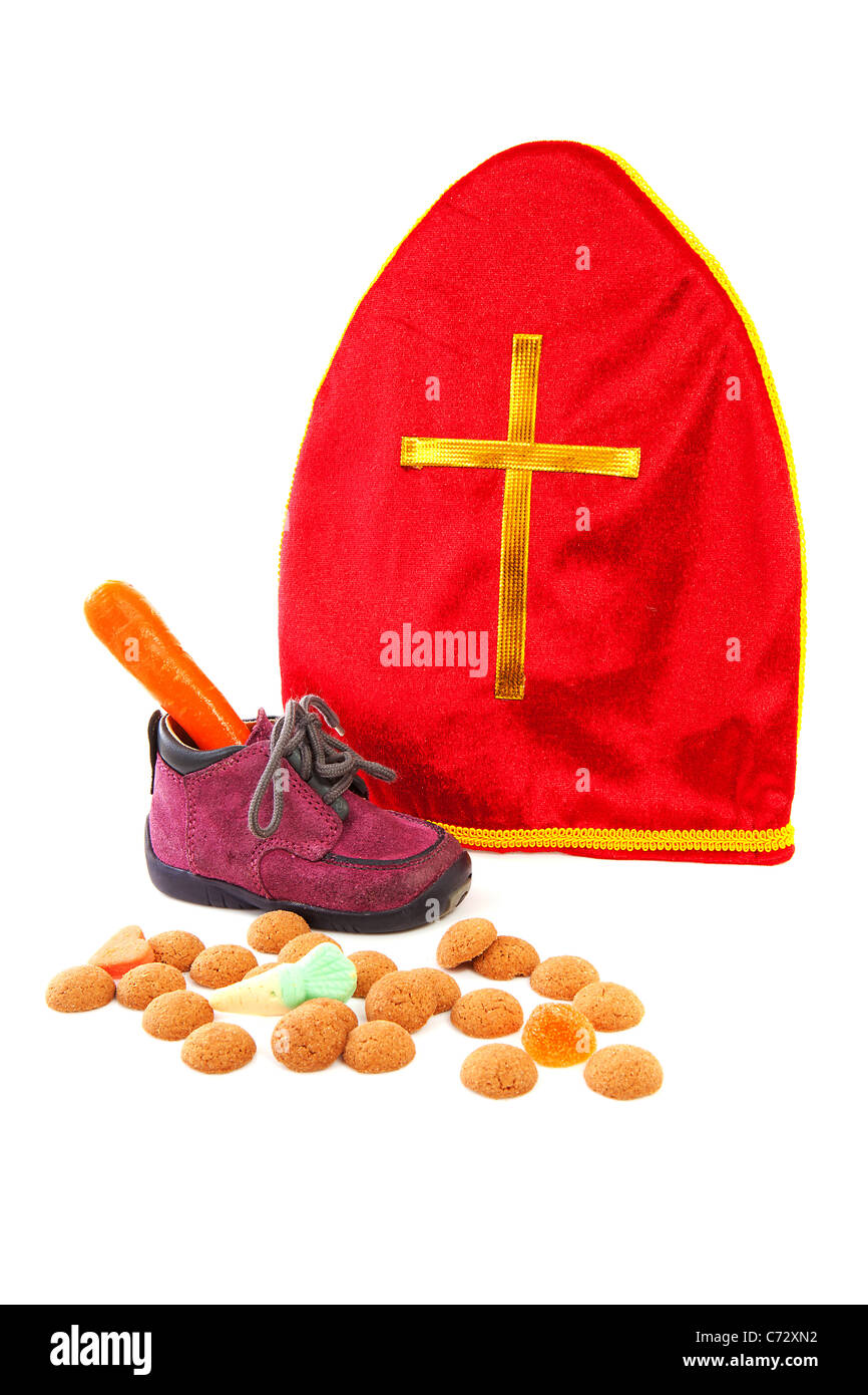 Mitre also know as mijter of Sinterklaas and pepernoten, part of ...