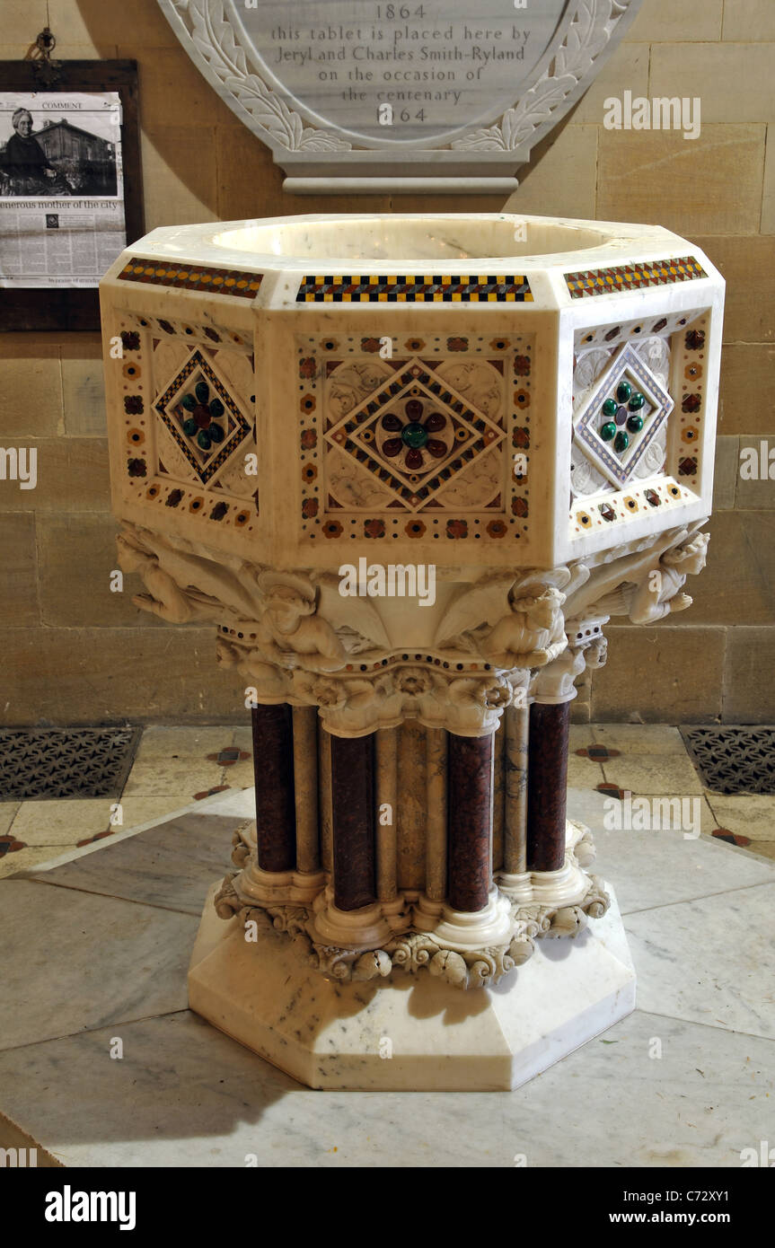 The font, All Saints Church, Sherbourne, Warwickshire, England, UK ...