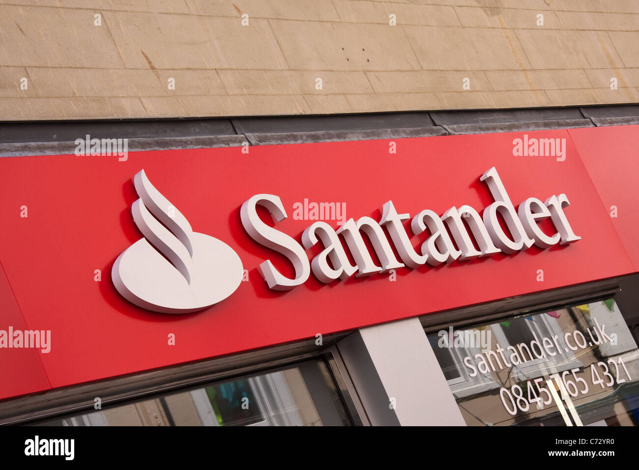 Sign over branch of Santander Bank Stock Photo - Alamy
