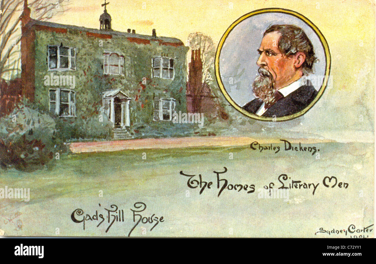 Picture postcard by artist Sydney Carter of Charles Dickens in the ...