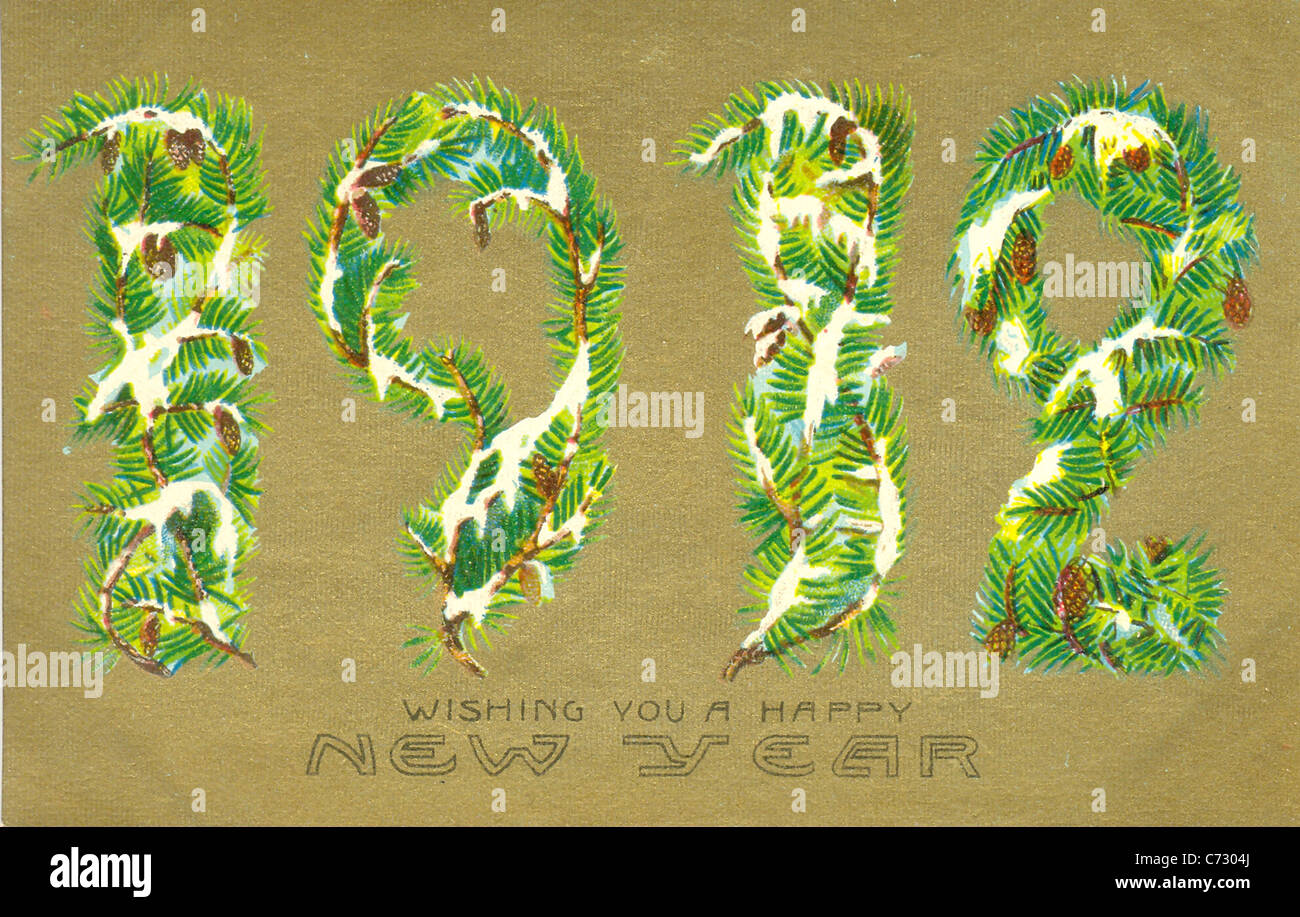 New Year postcard to celebrate 1912 Stock Photo - Alamy