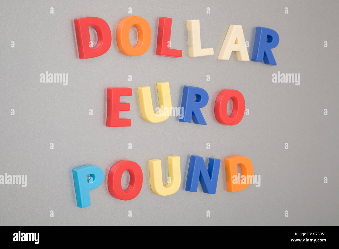 Dollar, Euro, Pound Word Spelling Stock Photo - Alamy