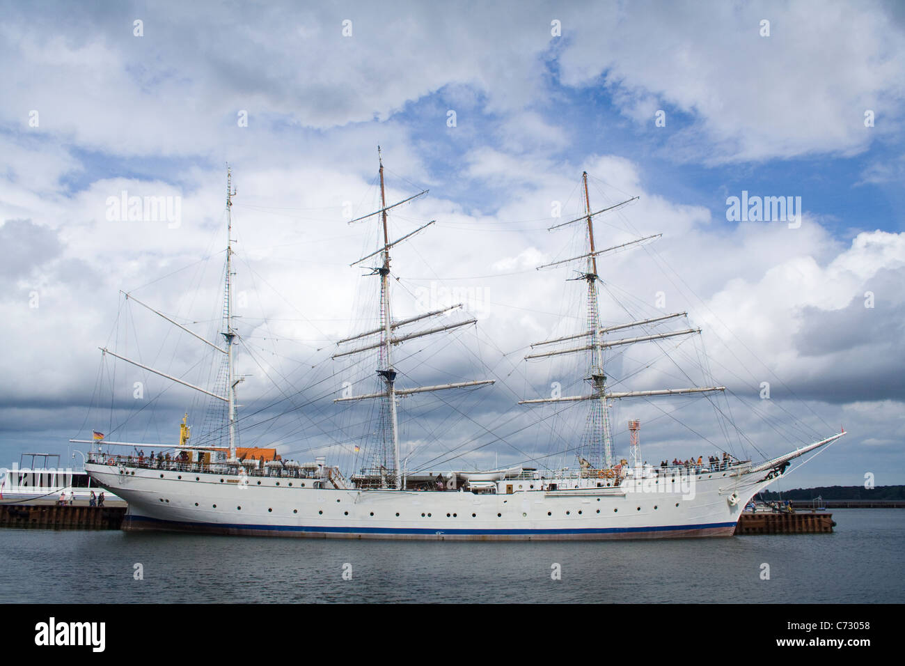 Square rigged sailing ship, Gorch Fock 1, Stralsund, Mecklenburg ...