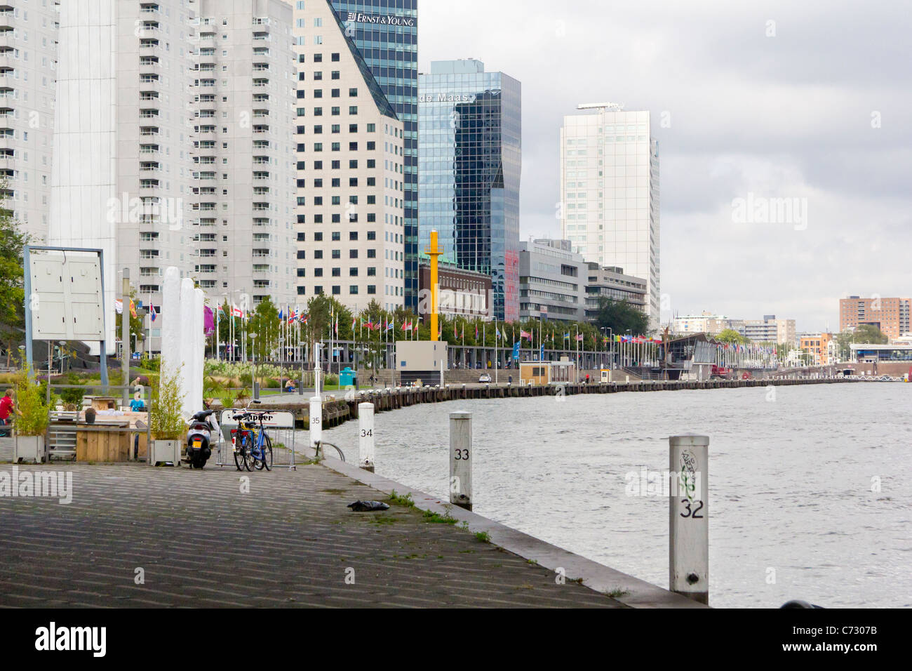 The high rise architecture of the Nieuwe Maas waterfront boulevard of ...