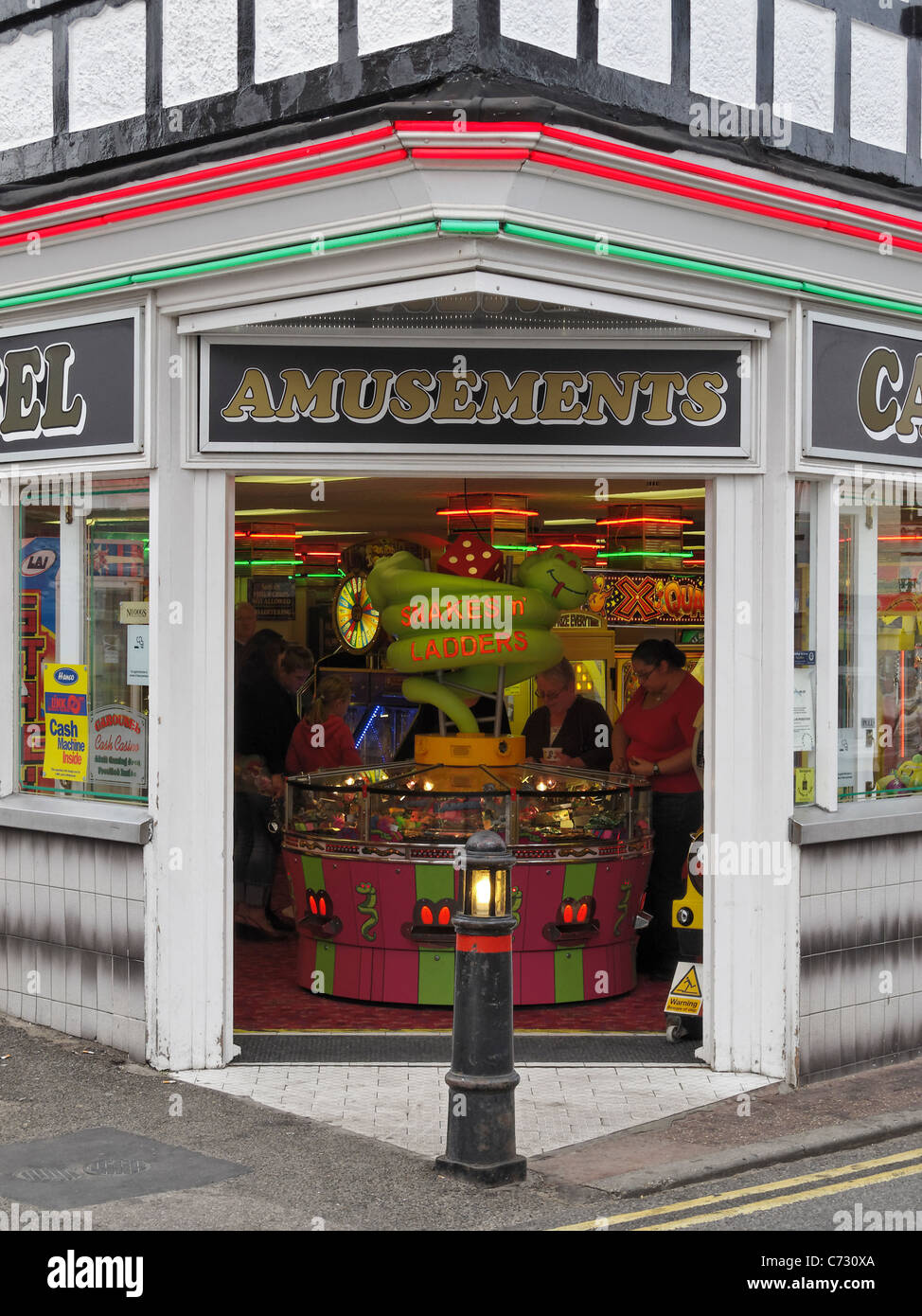 An amusement arcade at the seaside town of Sheringham, Norfolk, England ...