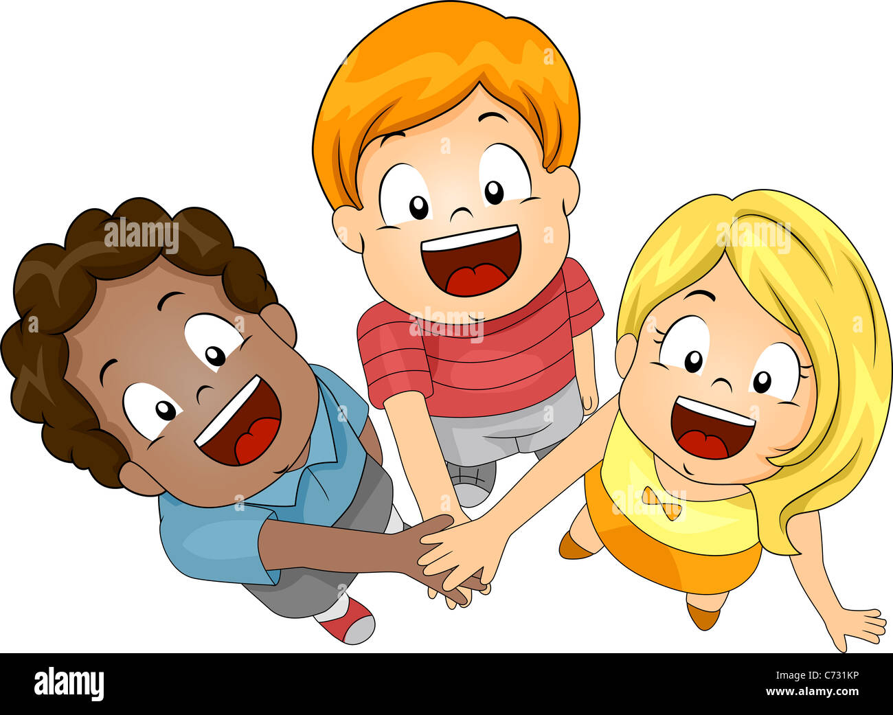 Illustration of Kids Joining Forces Stock Photo - Alamy