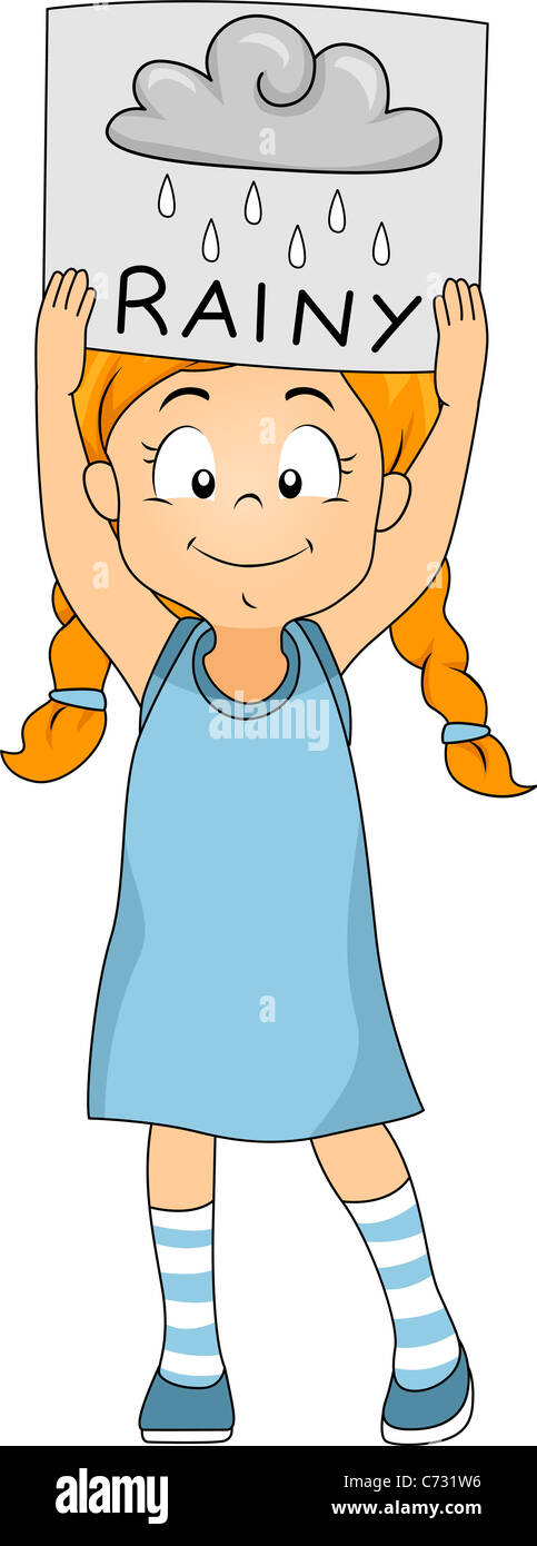 Illustration of a Kid Holding a Flashcard Stock Photo - Alamy