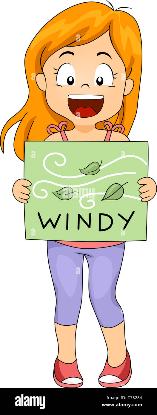 Illustration of a Girl Holding a Flashcard Stock Photo - Alamy