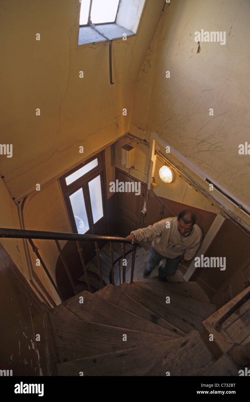 Service stairs, stairwell to attic flat, Paris, France Stock Photo - Alamy