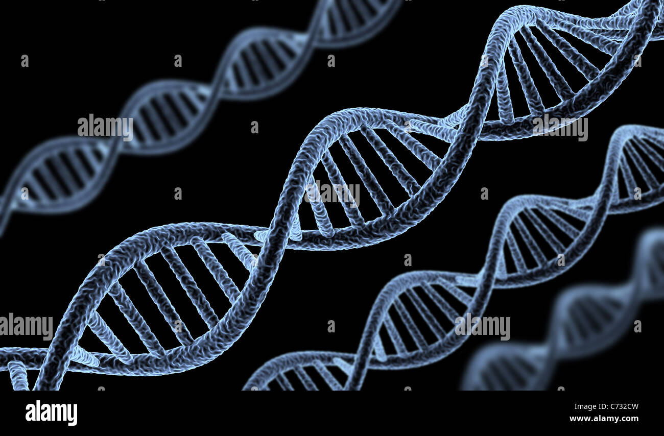 DNA spiral model on black background (done in 3d Stock Photo - Alamy