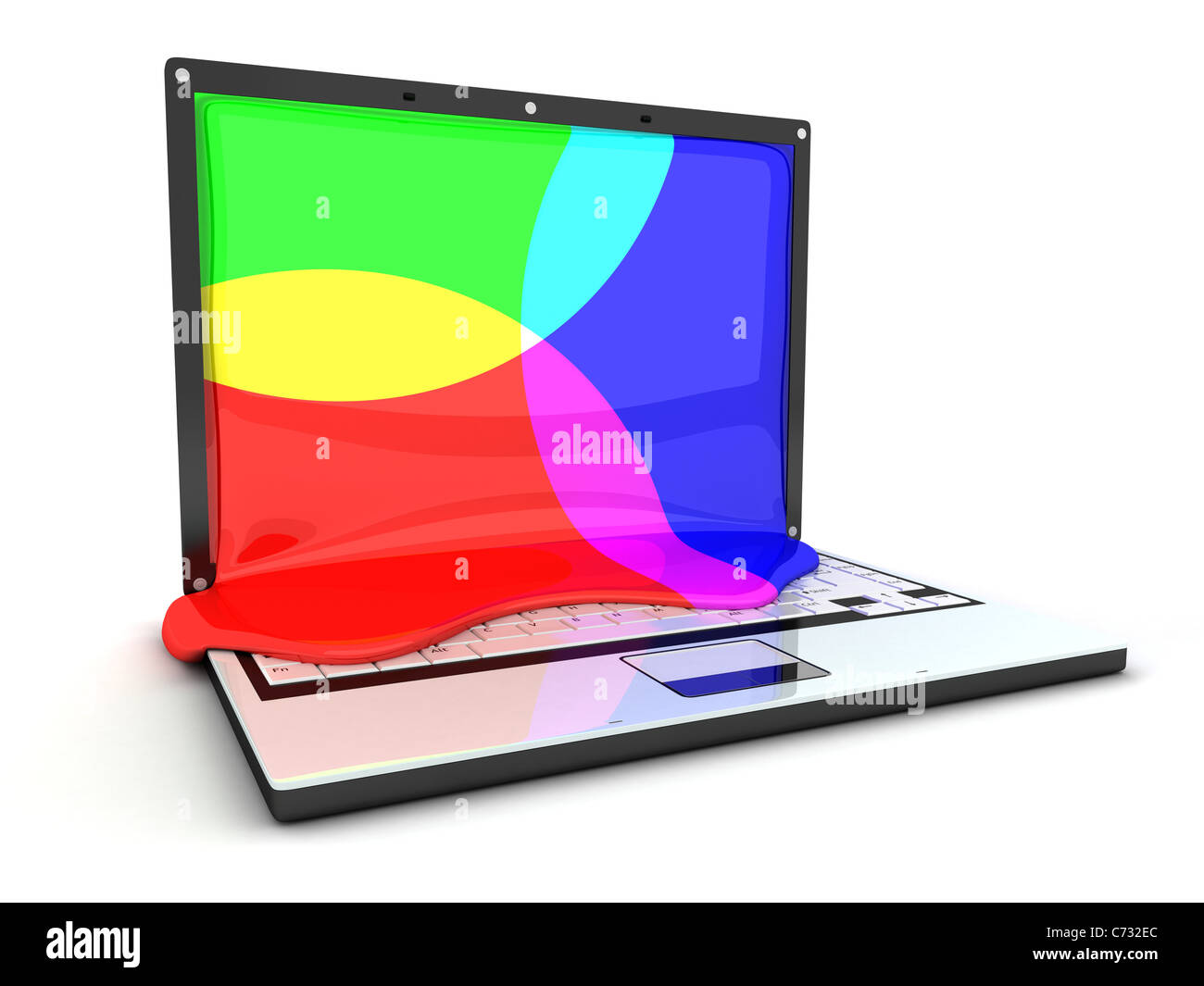Laptop and paint on white background (done in 3d Stock Photo - Alamy