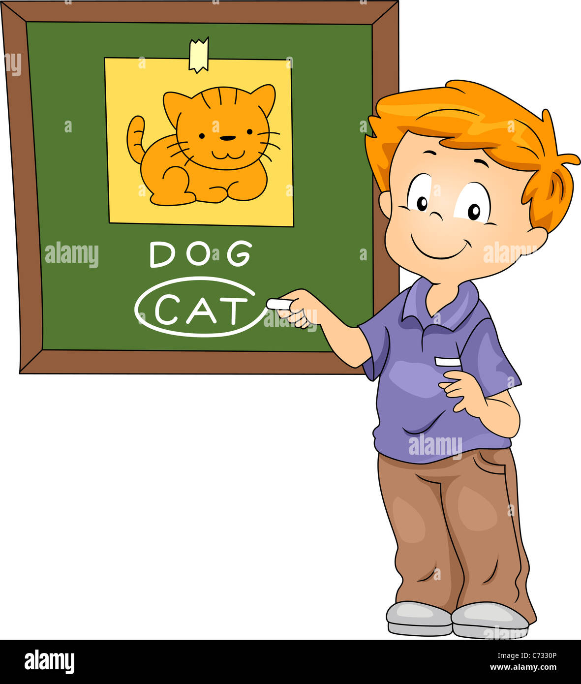Illustration of a Kid Identifying the Animal on the Board Stock Photo ...