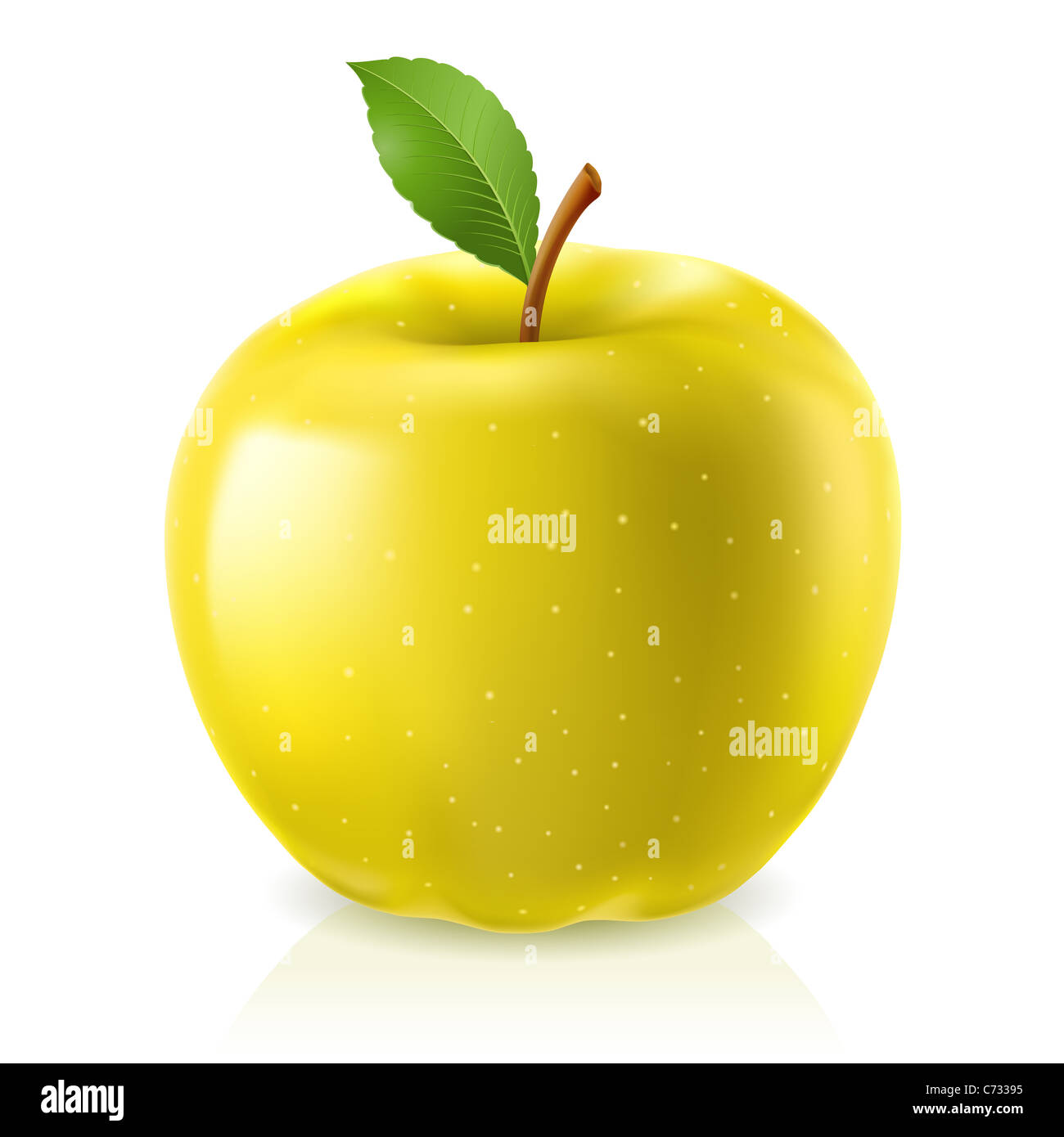 Yellow apple. Illustration on white background Stock Photo - Alamy