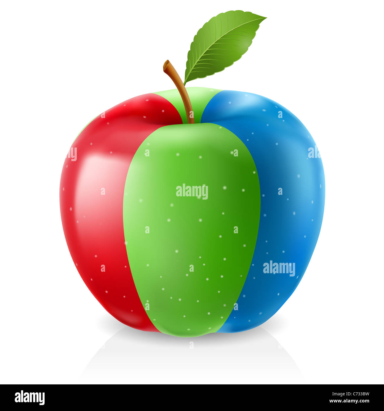 Delicious RGB apple. Illustration on white background Stock Photo - Alamy