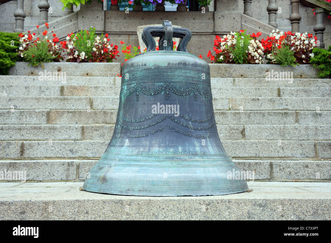 Bell outside Hotel de Ville on Place de la Republic, Villedieu-les ...