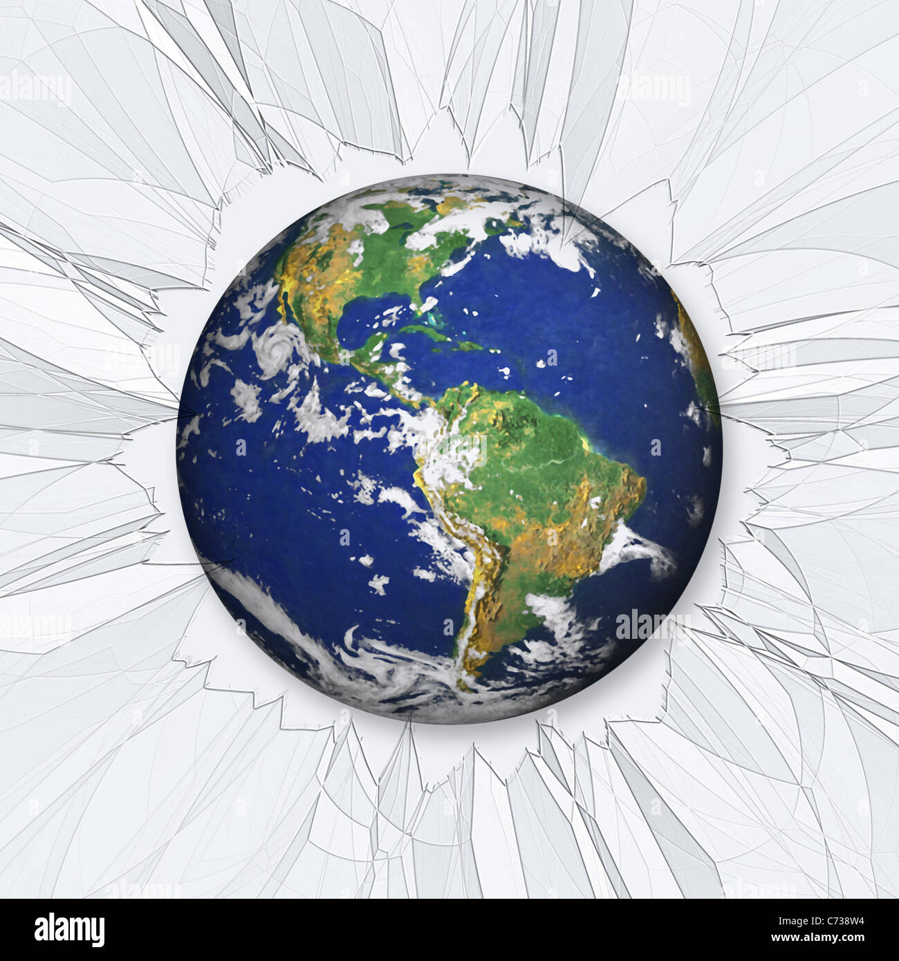 An illustration of the earth smashing through some glass or ice Stock ...