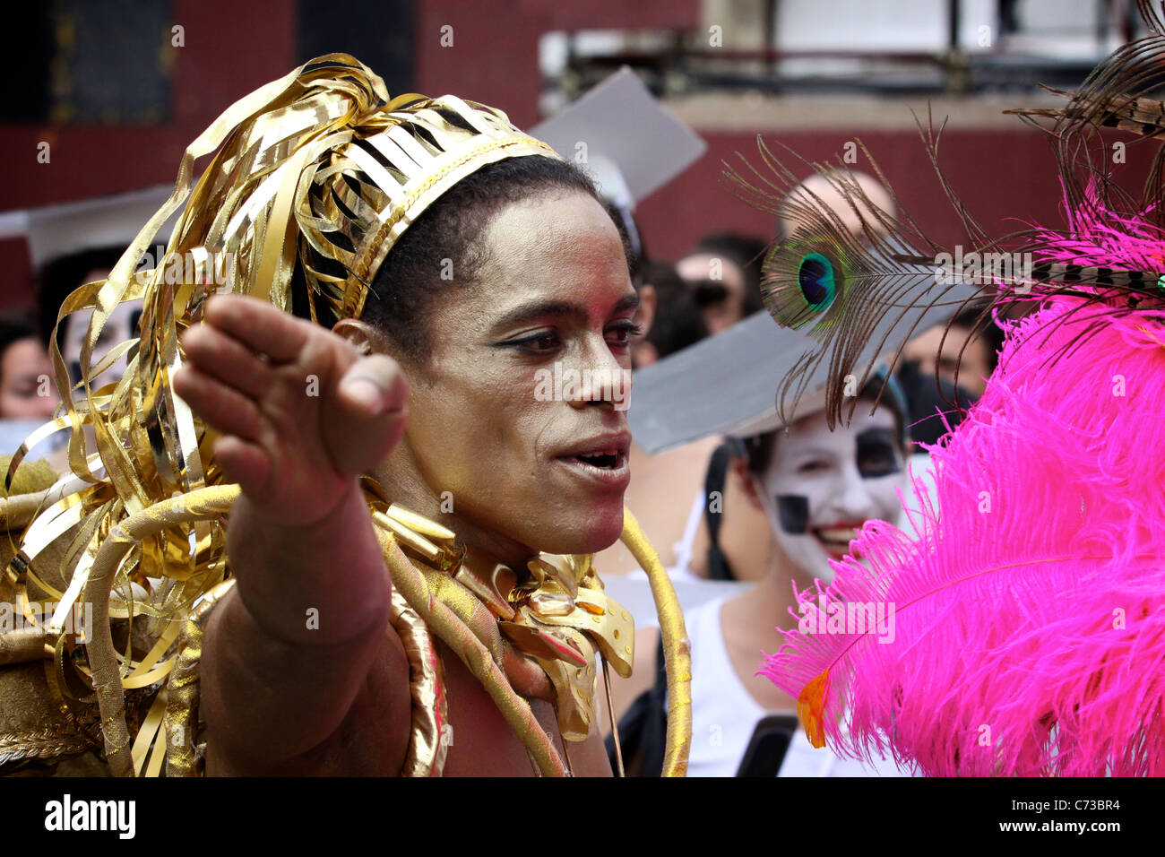 FESTIVAL: golden angel indicate the right direction to parade Stock ...