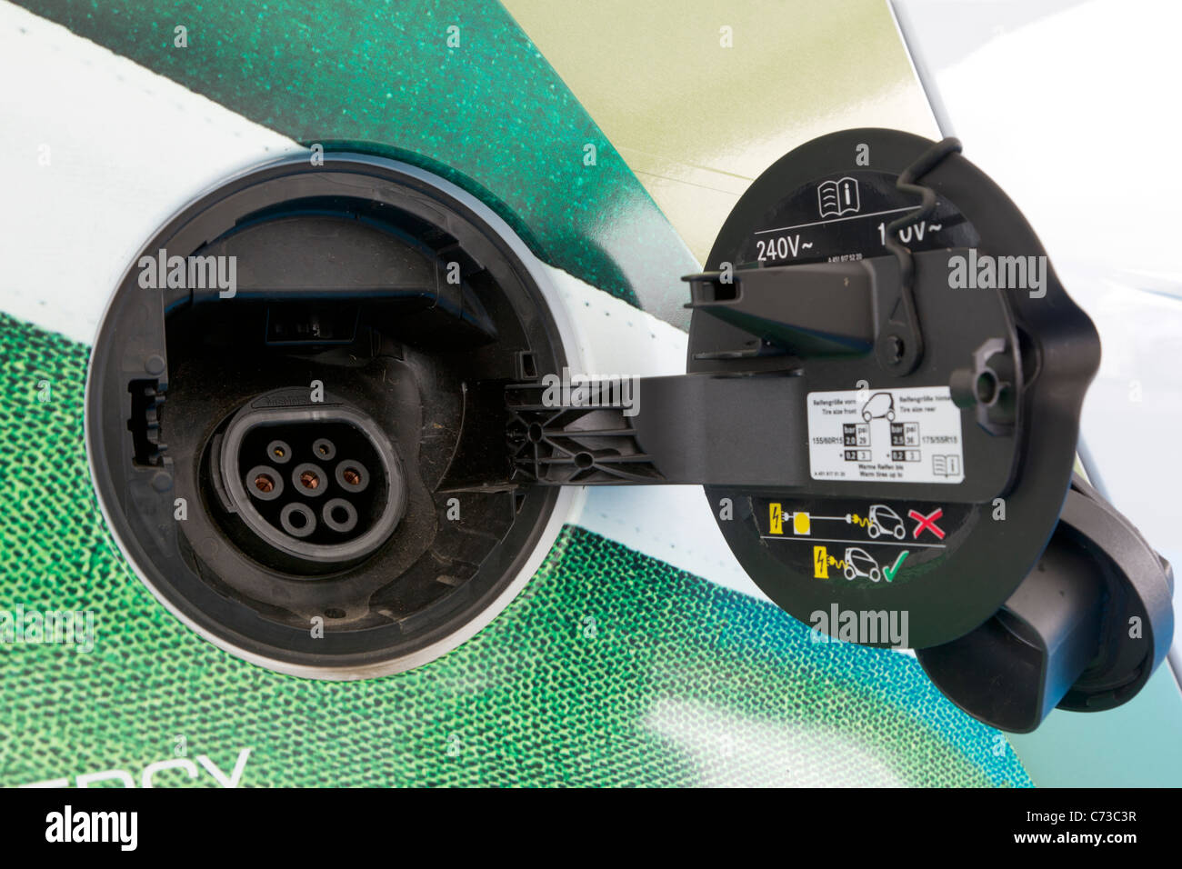 Smart Fortwo electric drive car charging point eSmart Stock Photo - Alamy