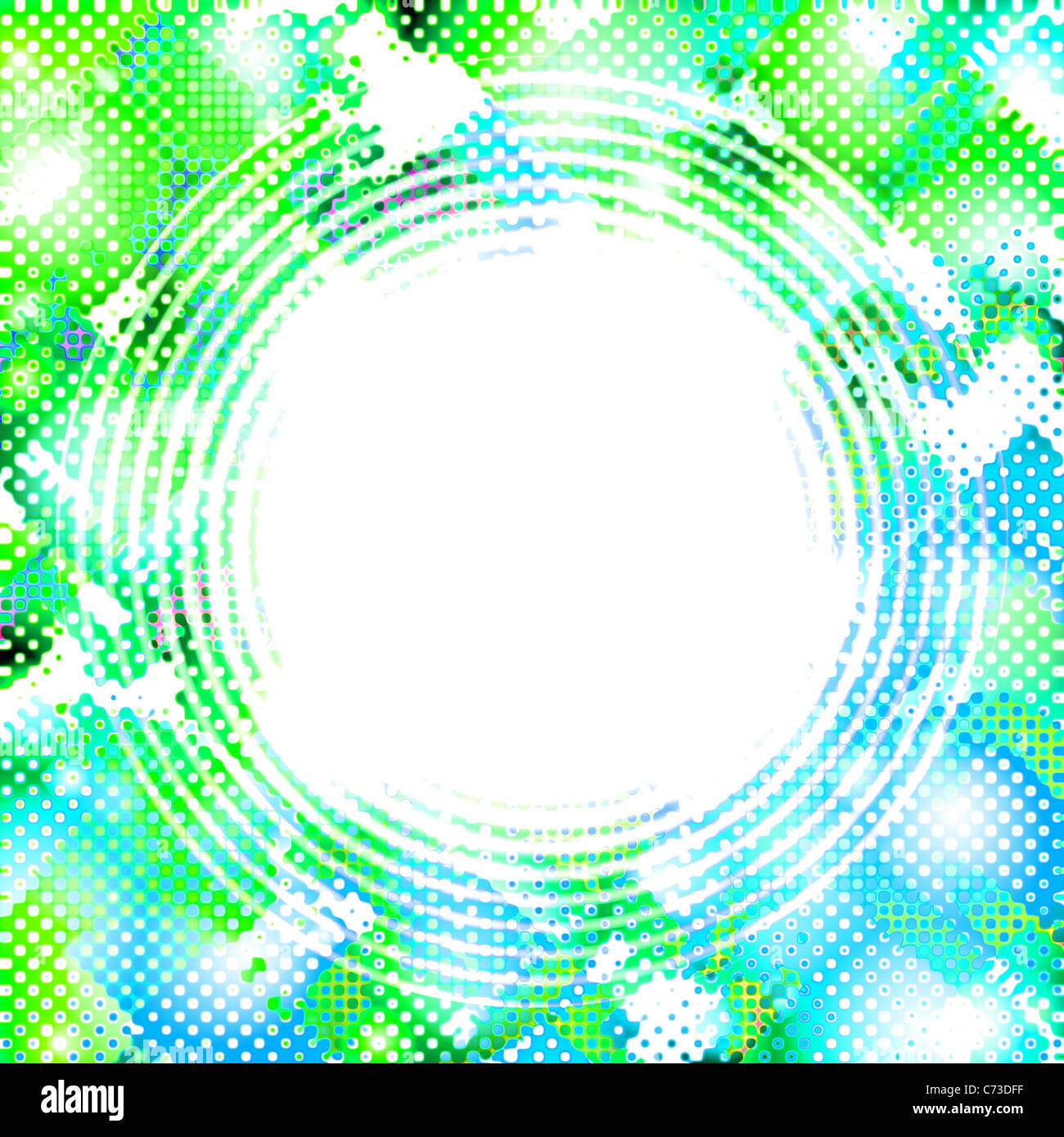 A funky frame with halftone dots and circles Stock Photo - Alamy
