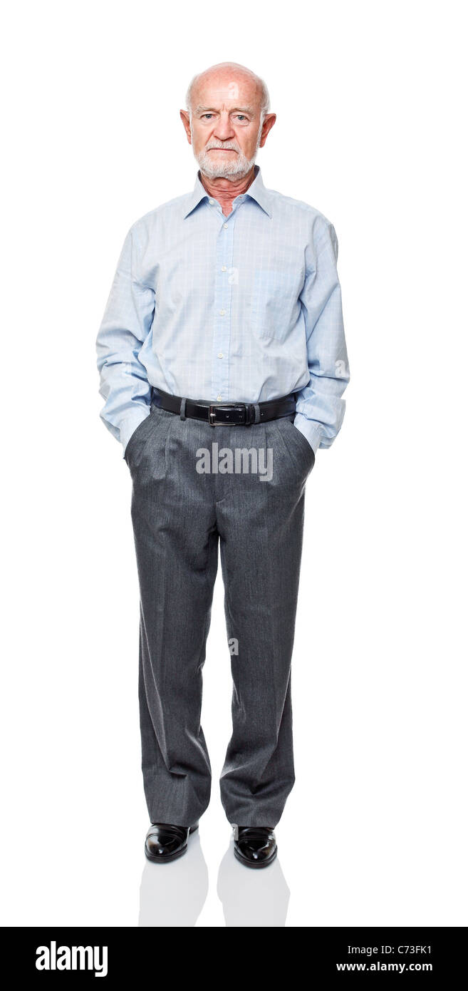 portrait of caucasian standing senior isolated on white Stock Photo - Alamy