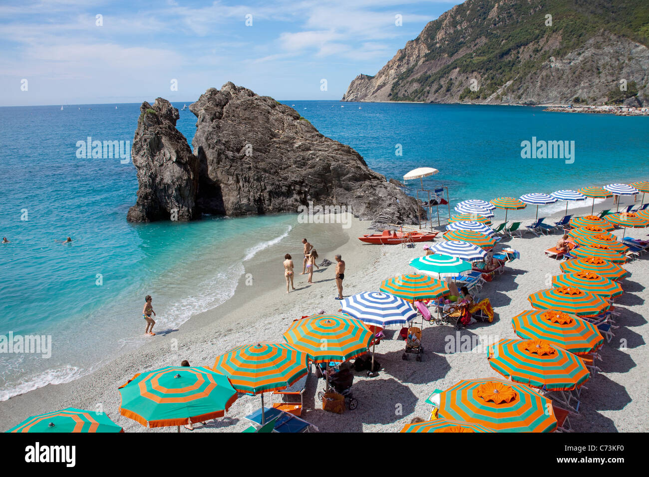 Rock at bathing beach of Monterosso al Mare, Cinque Terre, Unesco World ...