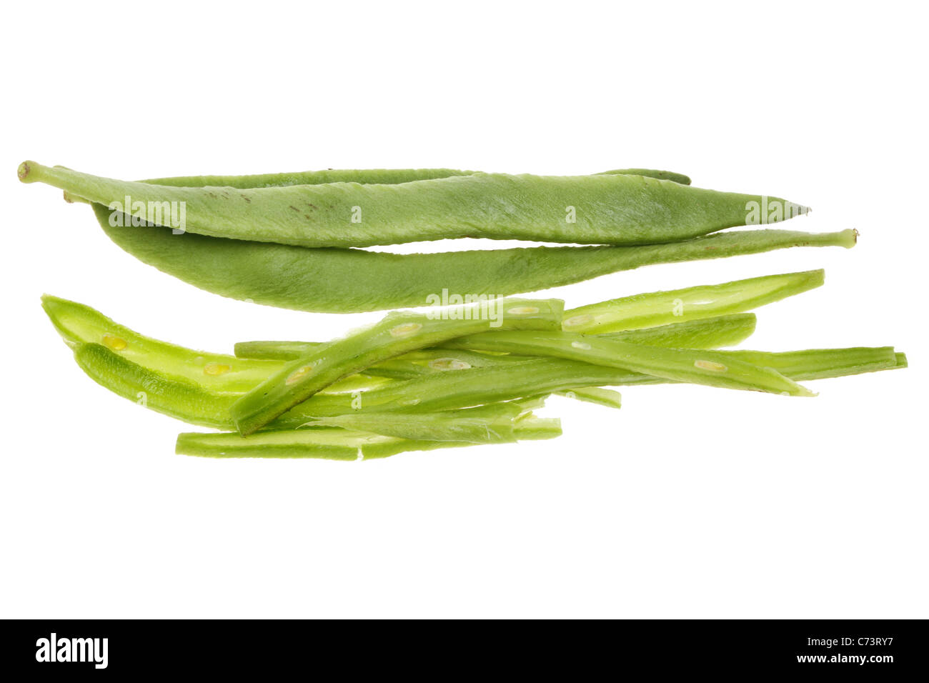 Sliced and whole runner beans isolated against white Stock Photo - Alamy