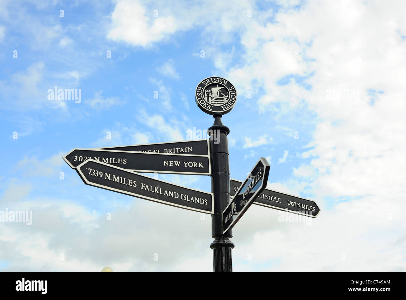 Distance and direction signpost to destinations around the world ...