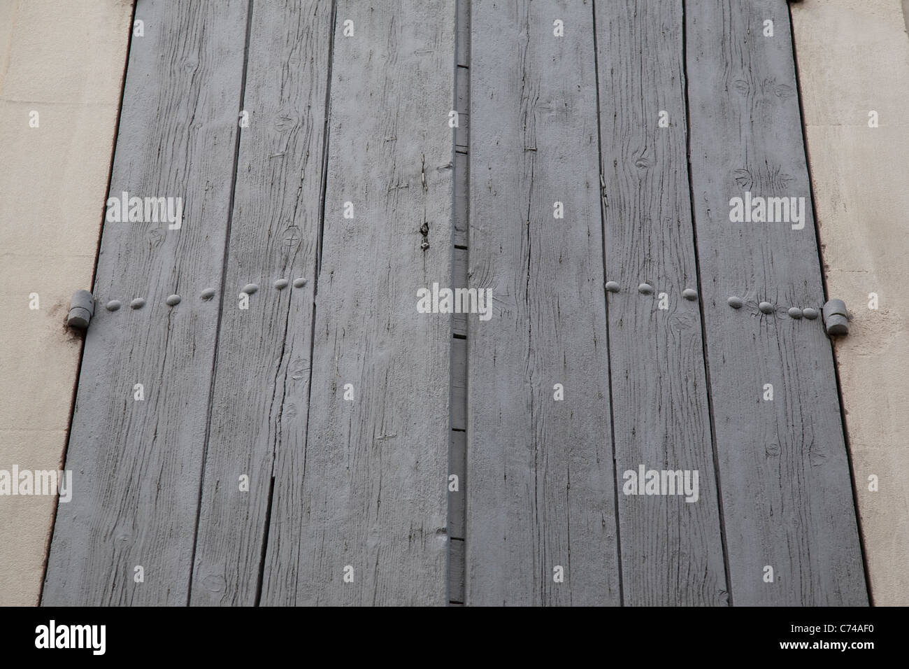 Shut Blue Wooden Window Shutter Stock Photo - Alamy
