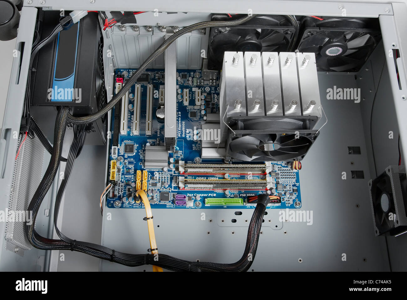 Computer interior with hardware elements Stock Photo - Alamy