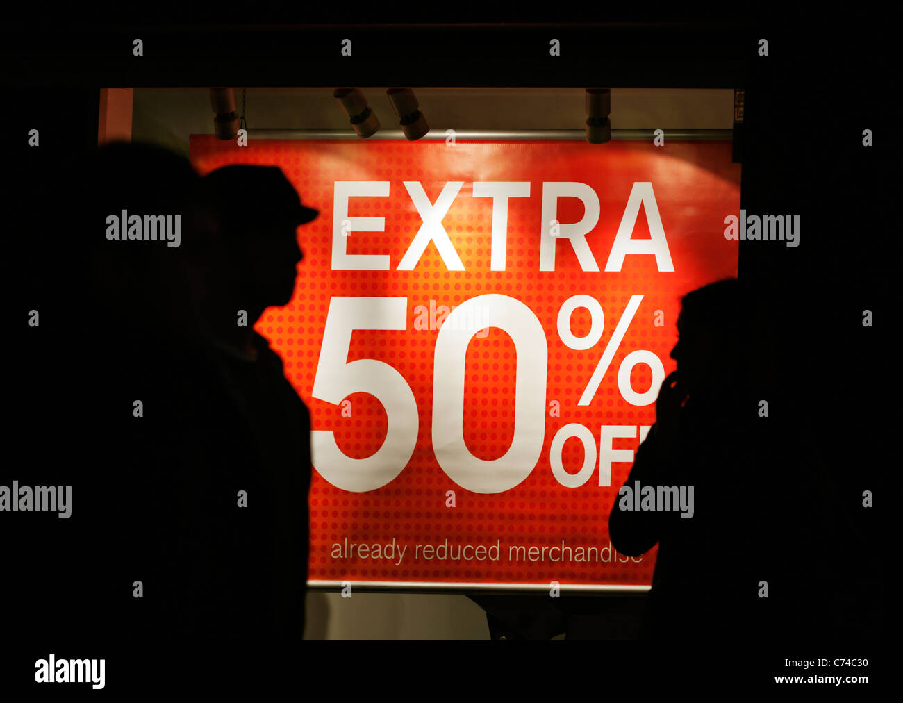 Extra 50% off shop window sign, Camden,London, England, UK, Europe ...