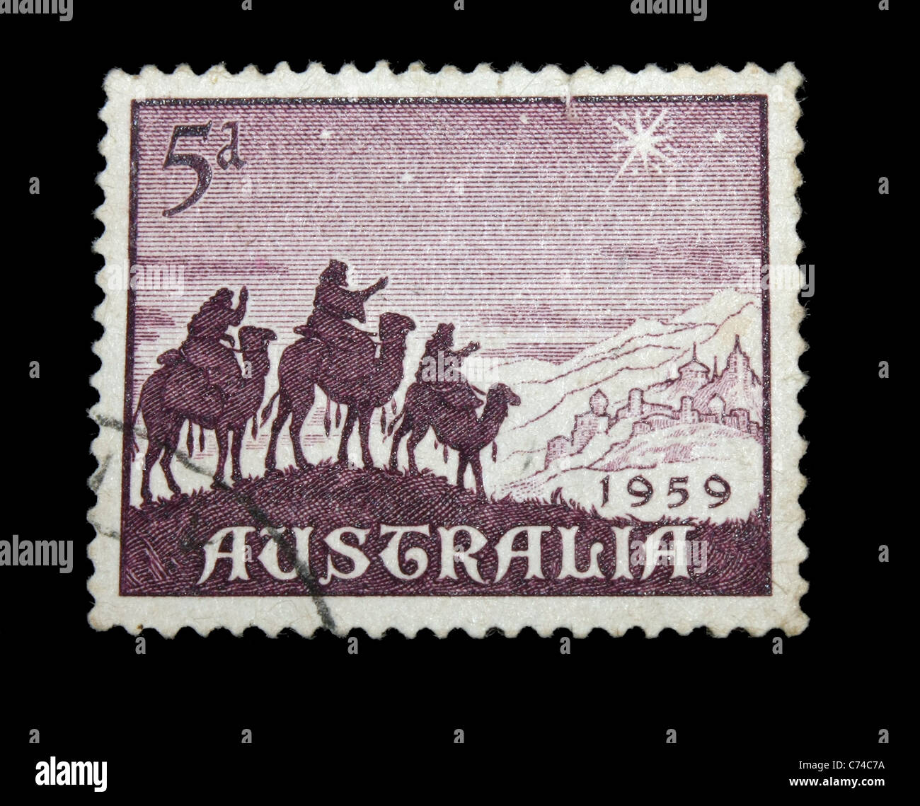 Australian Postage stamp on black background Stock Photo - Alamy