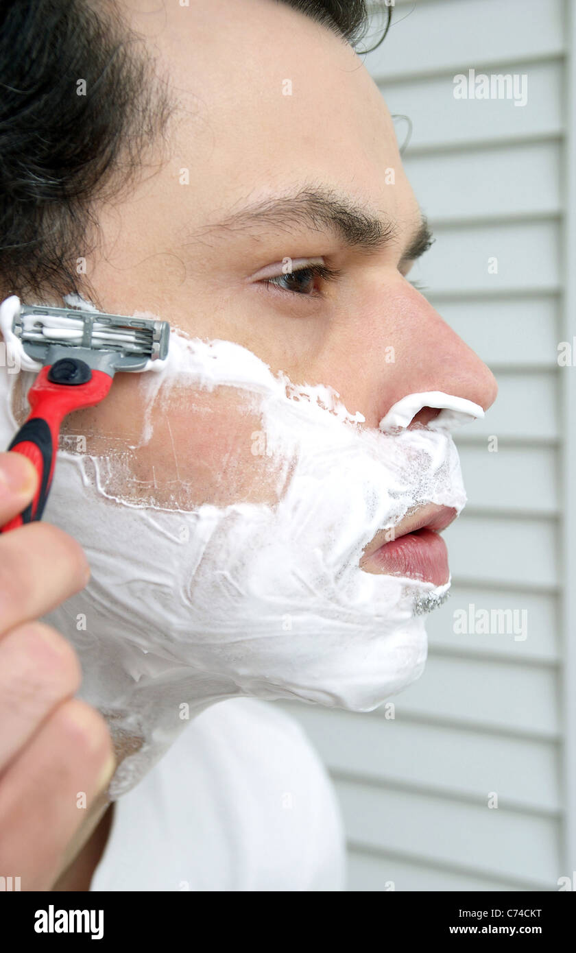 A man during shaving Stock Photo - Alamy