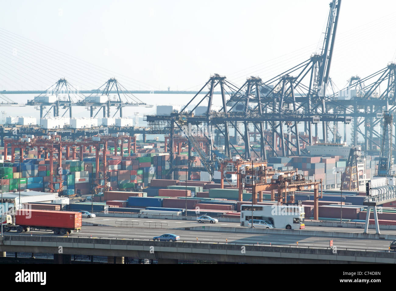container pier and highway Stock Photo - Alamy