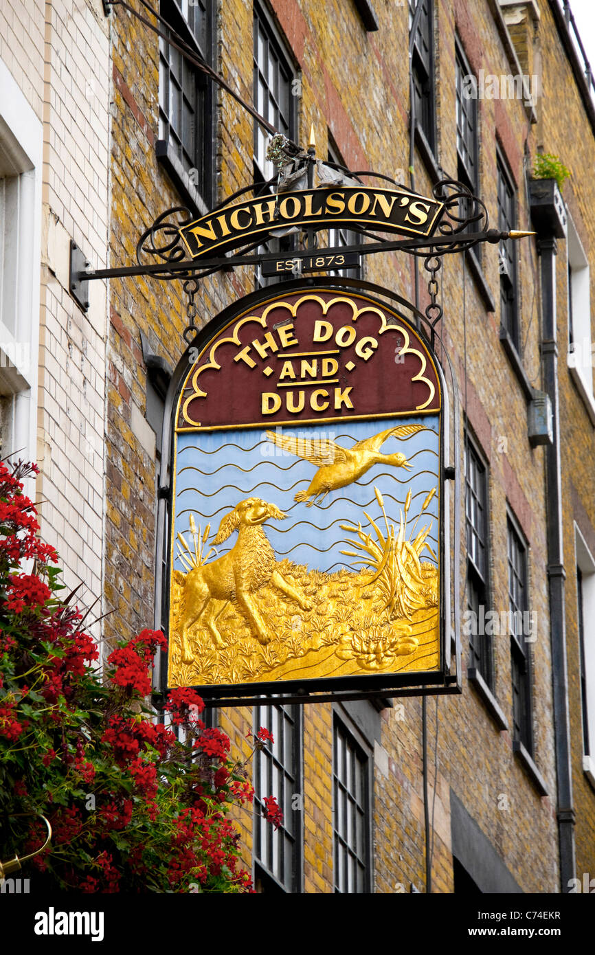 pub sign in Soho London England Stock Photo - Alamy