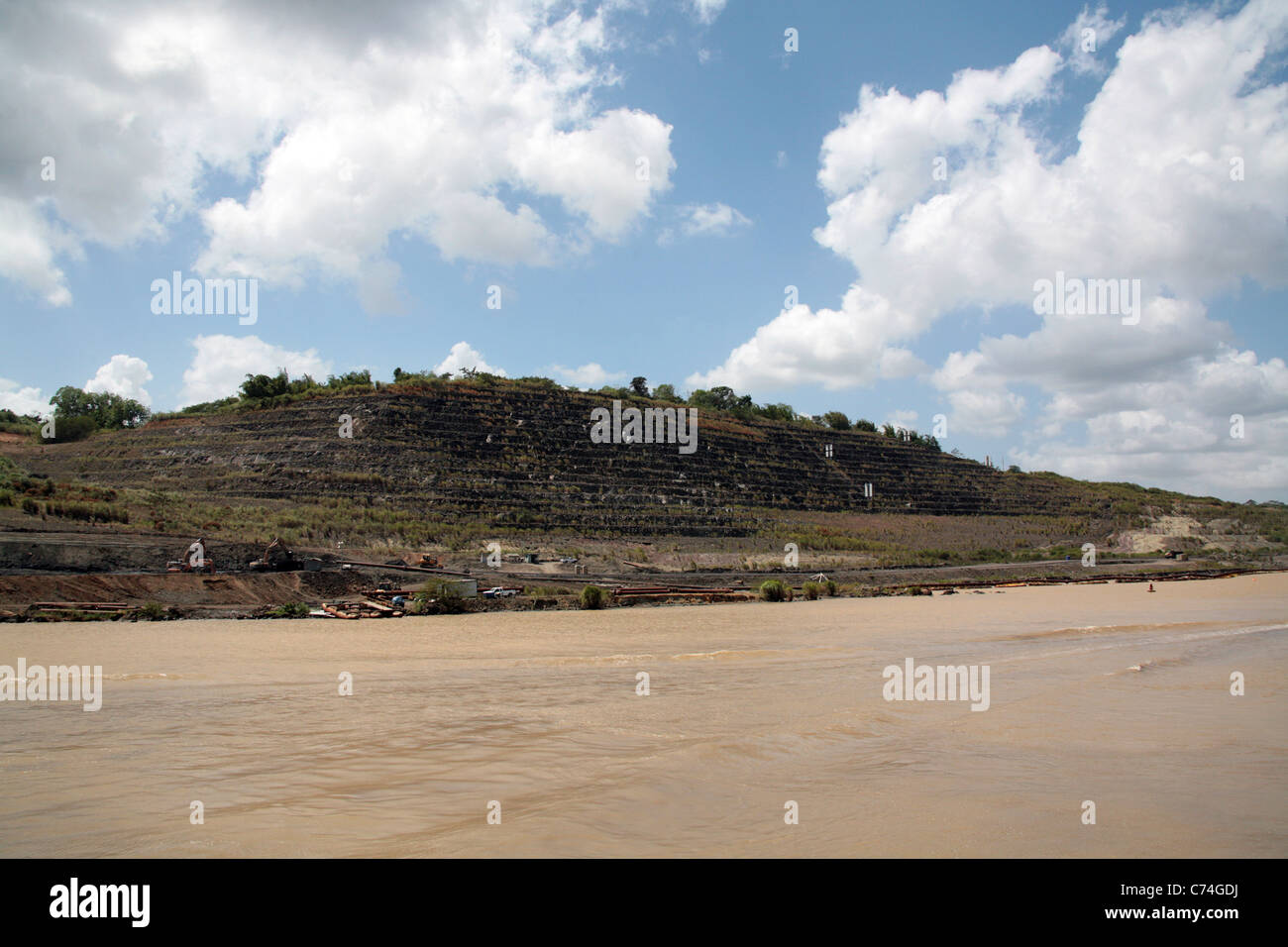 Gaillard Cut or Corte Culebra, the narrowest point of the Panama Canal ...