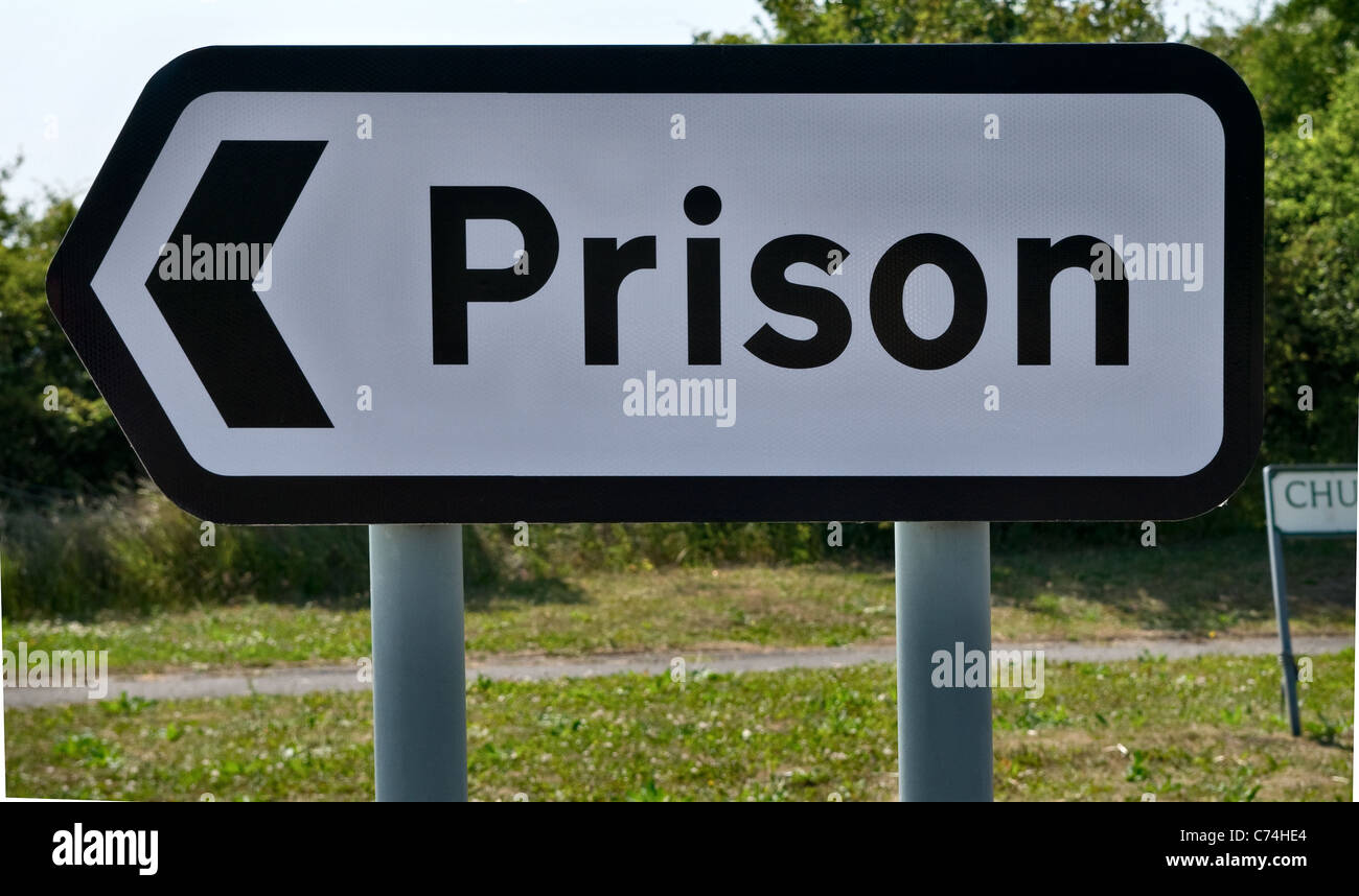 This way to Prison, road sign. The sign to Eastchurch Prison, Isle of ...