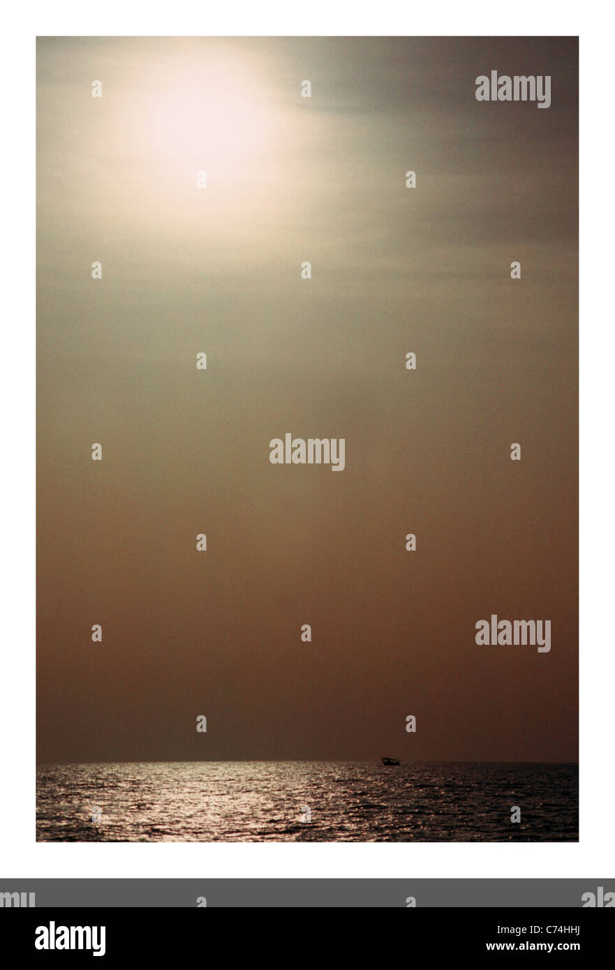 Arabian Gulf off Dubai, UAE -- A dhow in the Persian Gulf. late ...