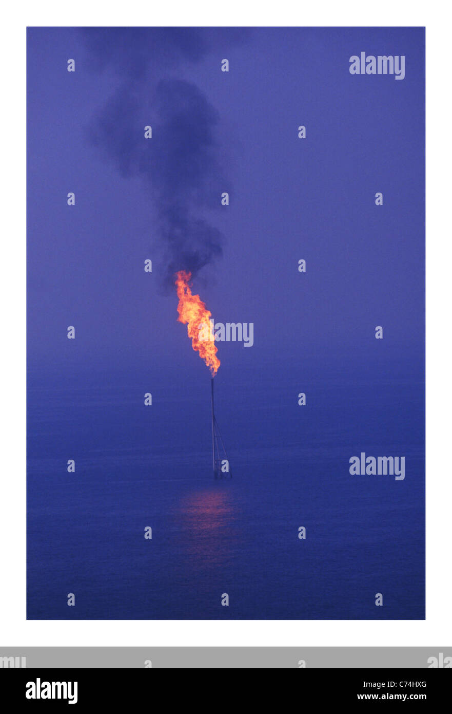 Arabian Gulf off Dubai, UAE -- An oil production platform in the ...