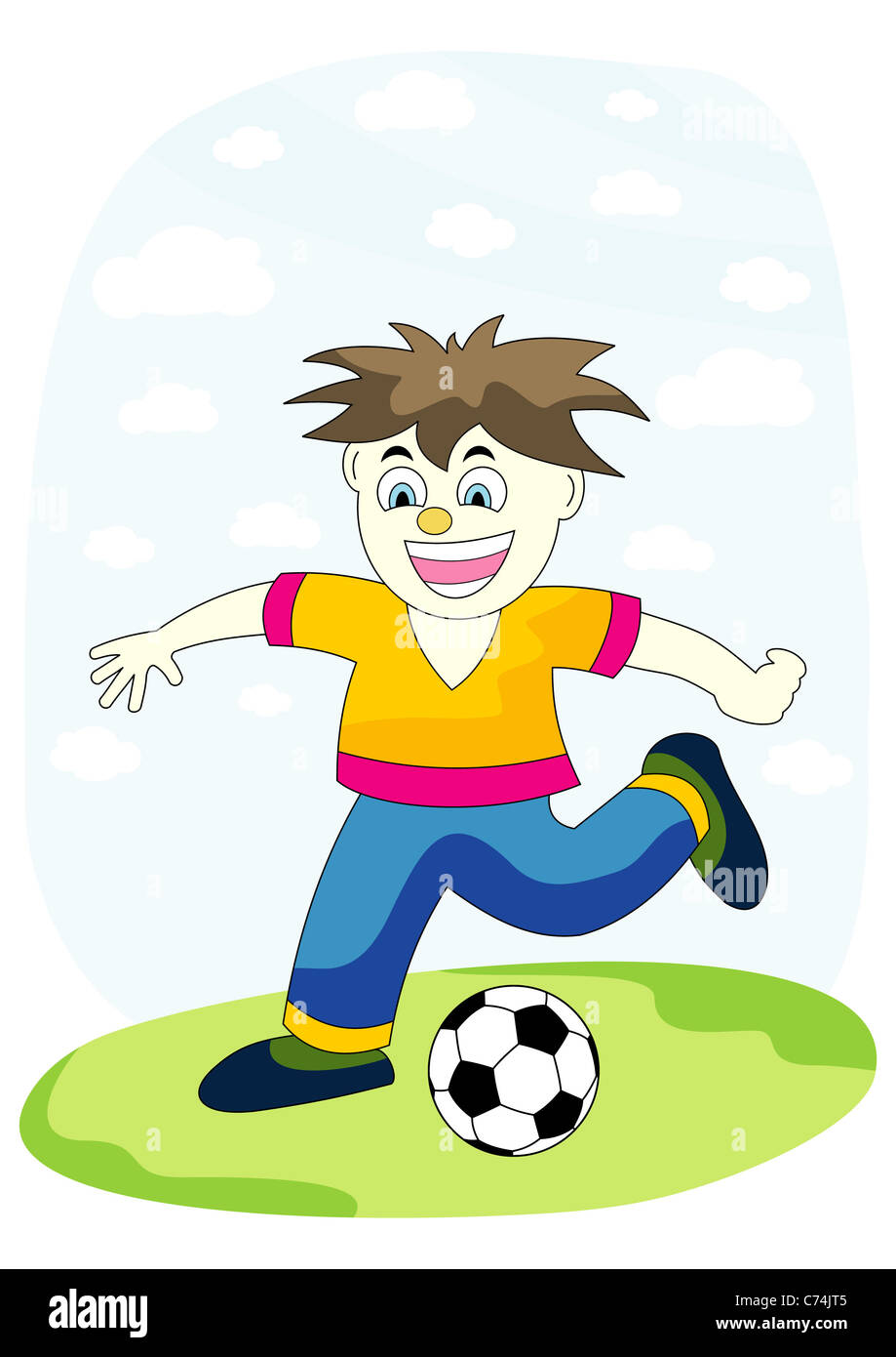 Boy kid playing football Cut Out Stock Images & Pictures - Alamy