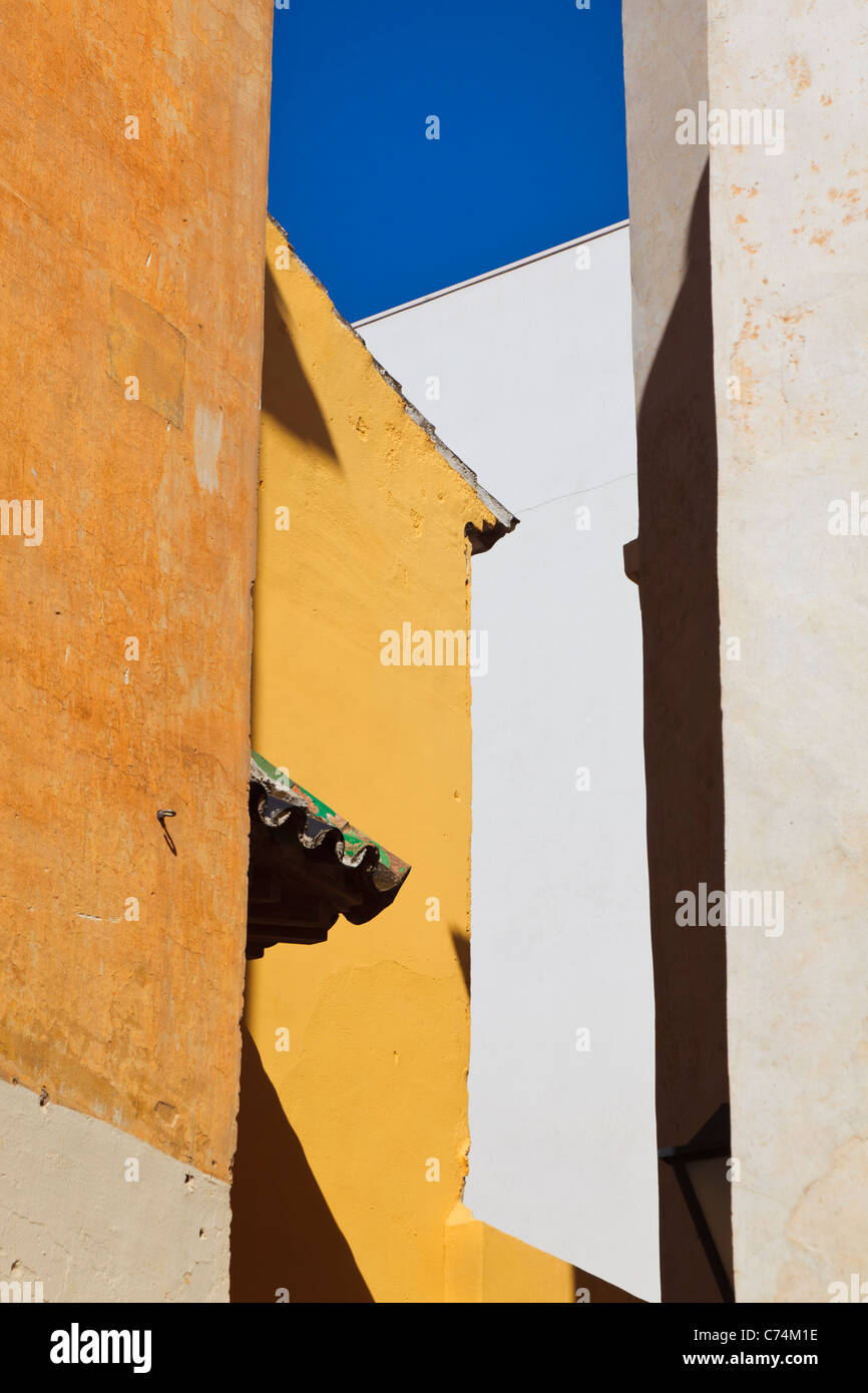 Elements of buildings of different colours in the historic centre of ...