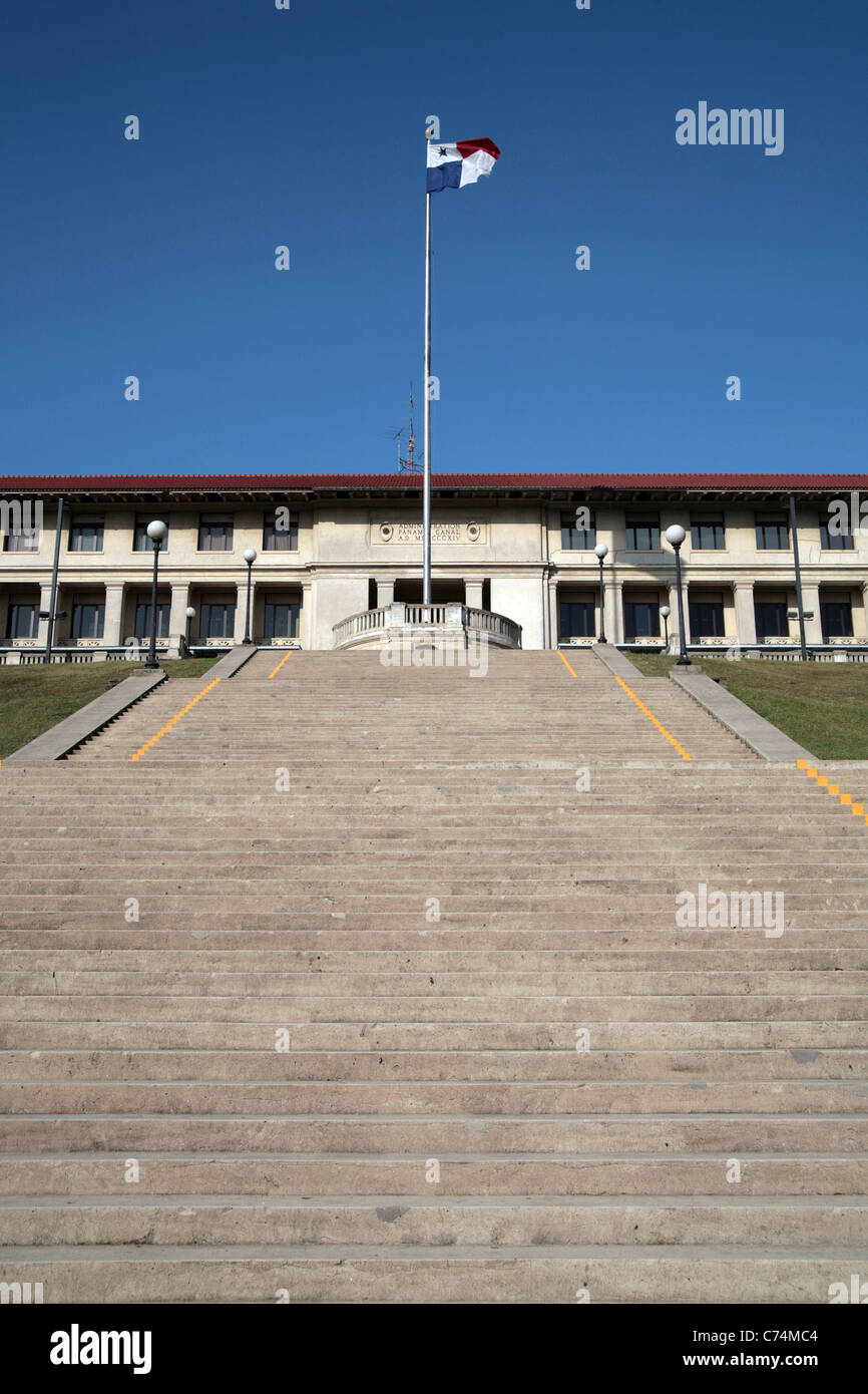 Panama Canal administration building Stock Photo - Alamy
