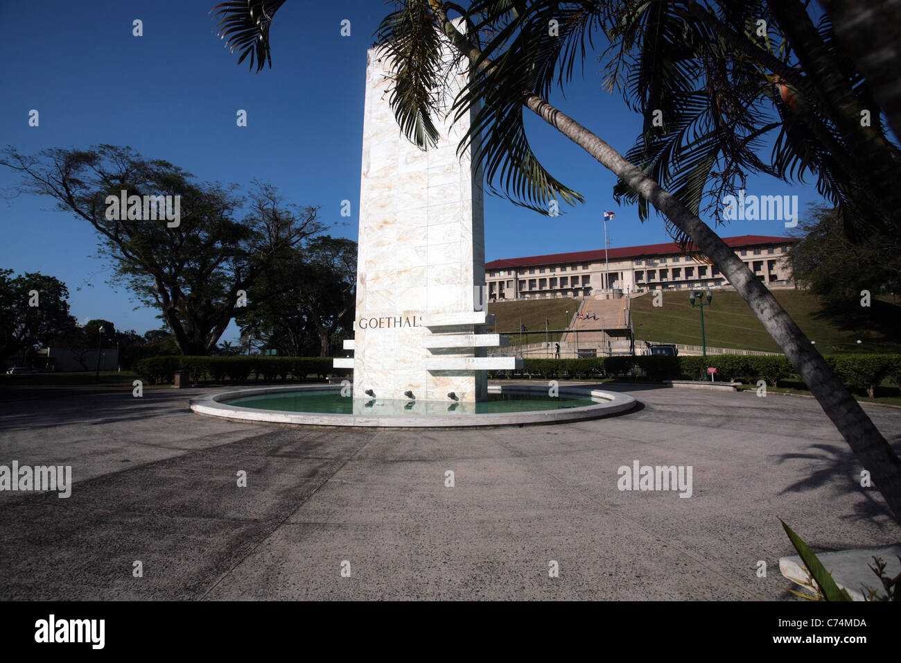 Goethals memorial monument at the Panama Canal Administration Building ...