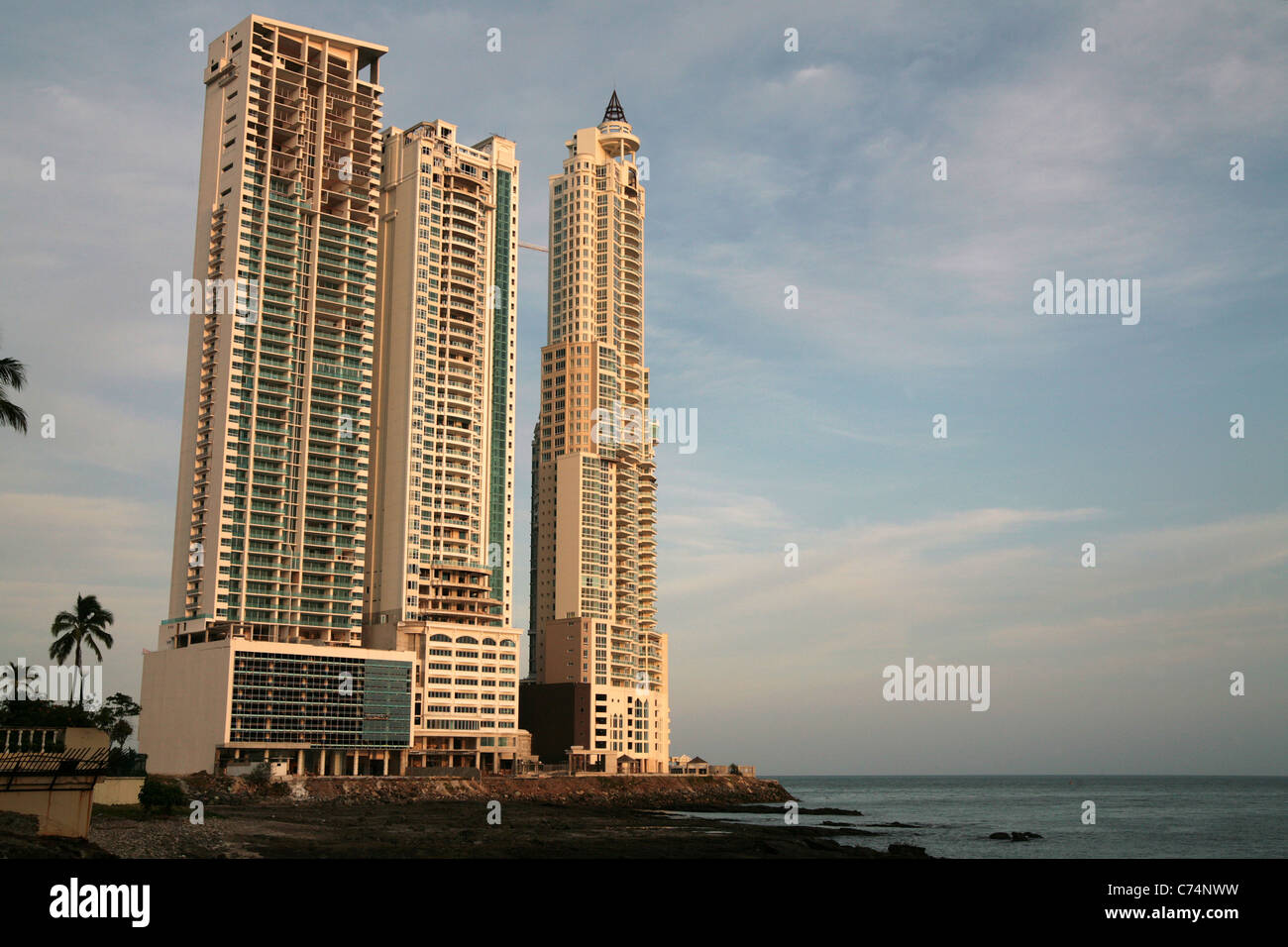 High rise apartment buildings on an oceanfront location looking over ...