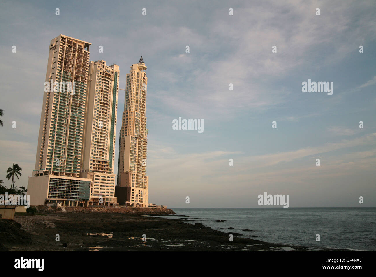 High rise apartment buildings on an oceanfront location looking over ...