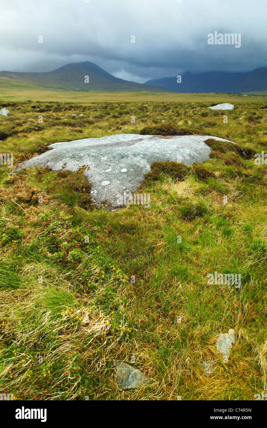 Stormy weather over Connemara countrside, Doolough Valley, County Mayo ...