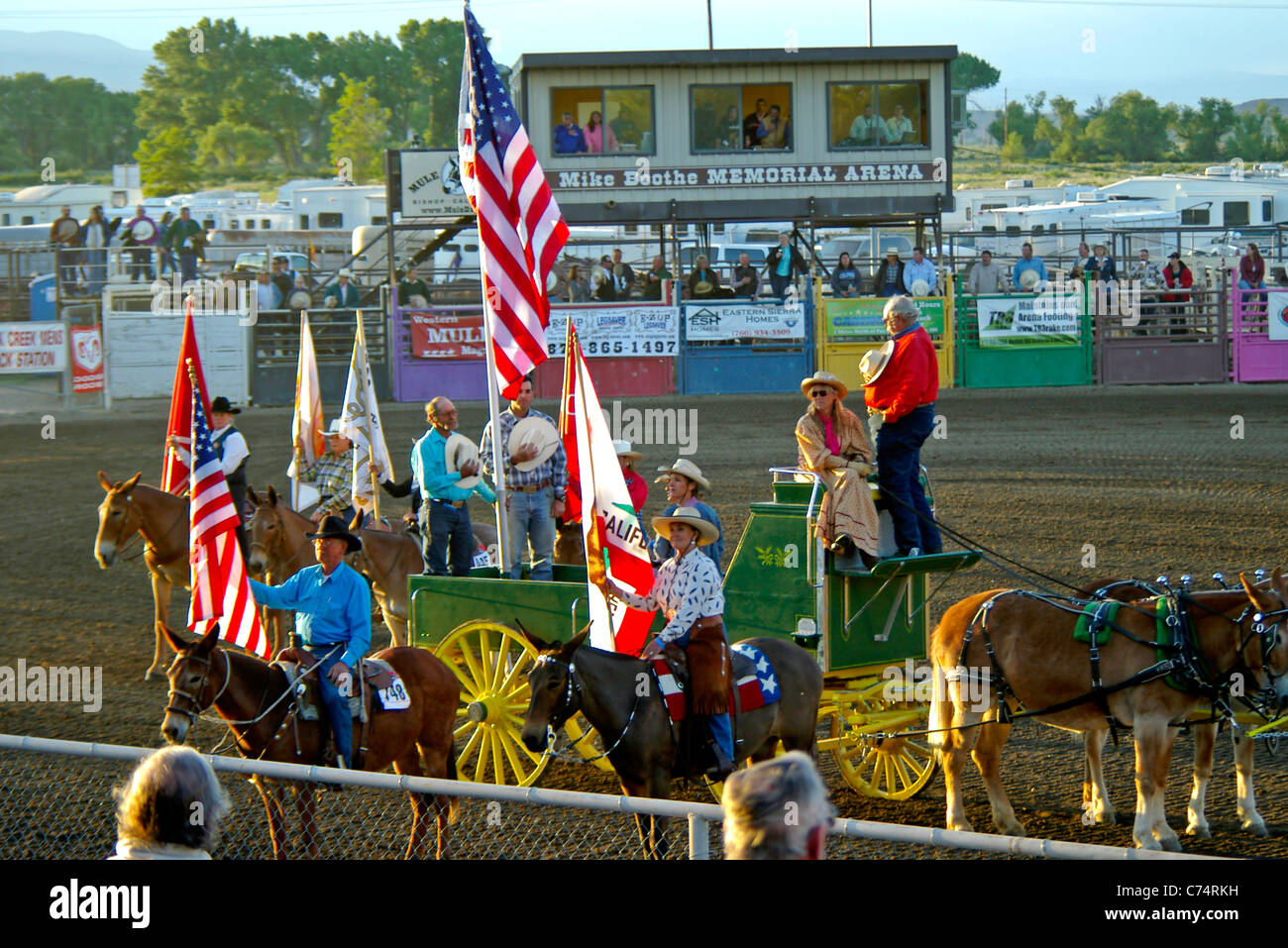 Opening ceremony presenting the flags of usa and california hi-res ...