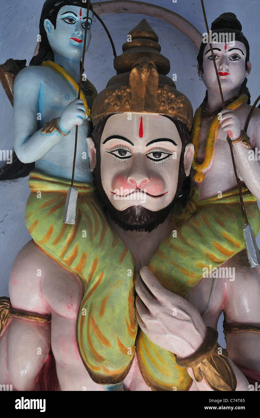 God Hanuman inside the temple at Lakshman Jhula in Rishikesh Stock ...