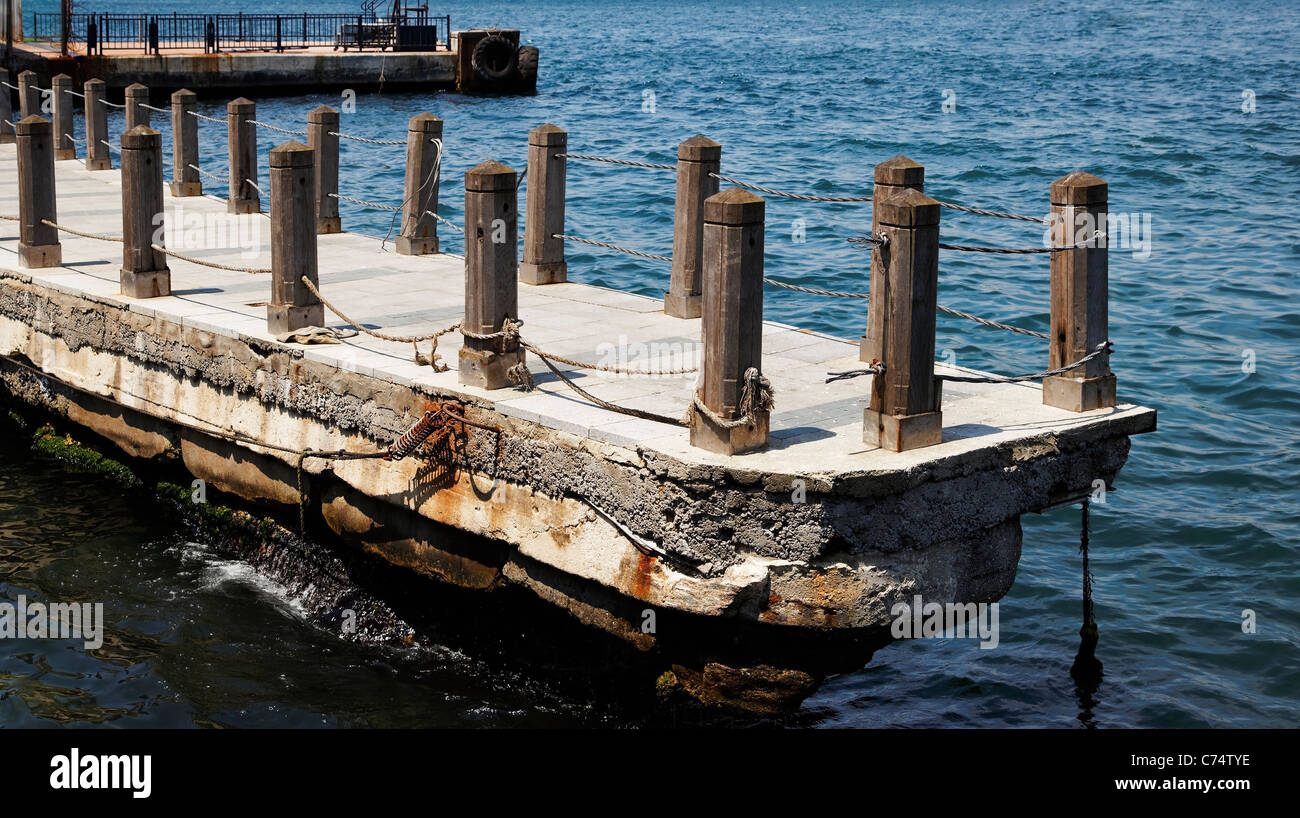 landscape of wharf at the Bosphorus Istanbul, Turkey, copy space crop ...