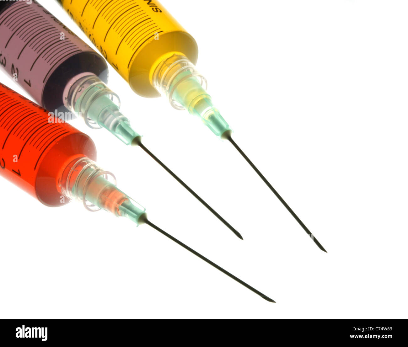 Back lighted image of three different syringes Stock Photo - Alamy