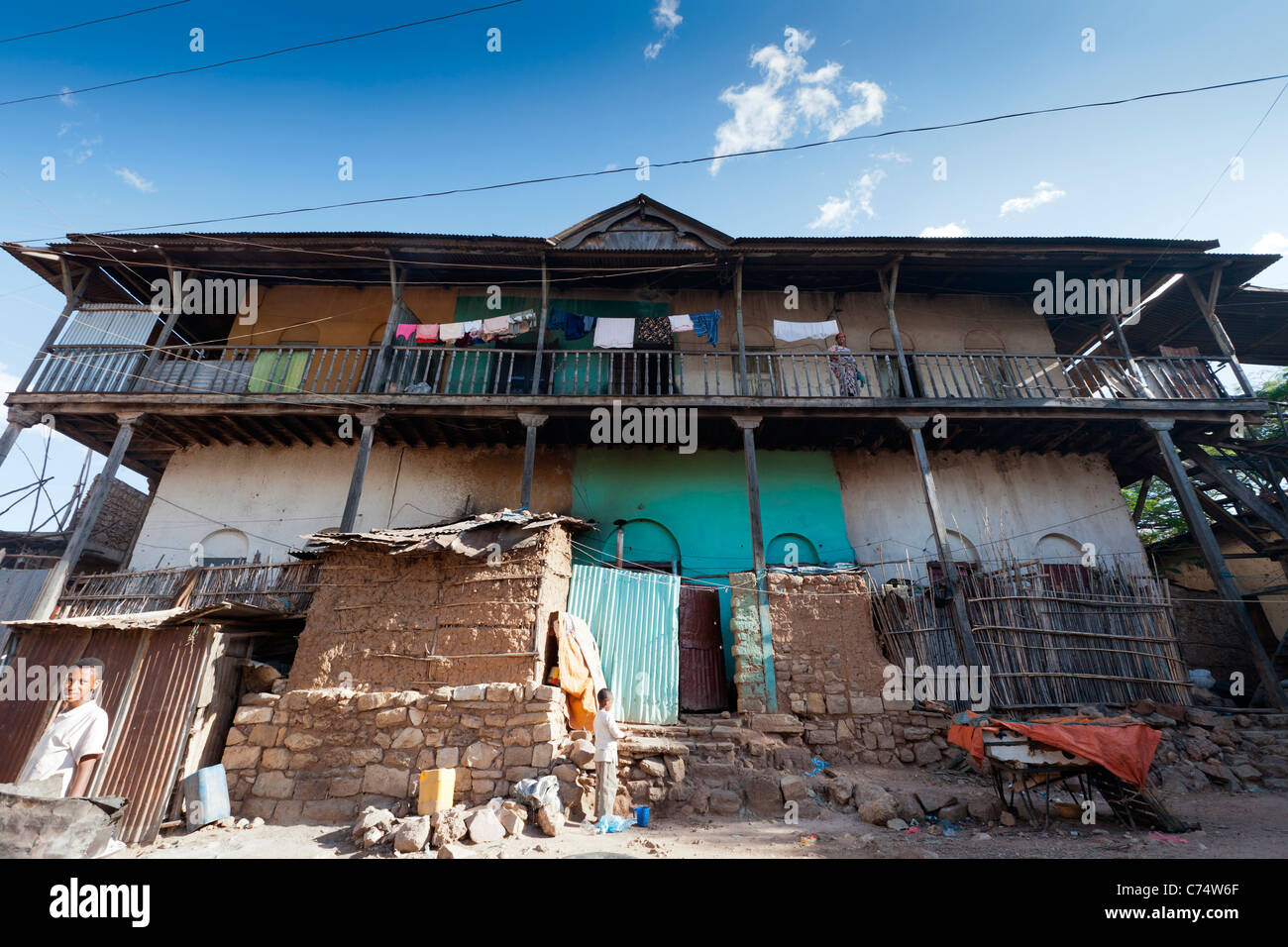 Traditional Adare house in the walled city of Harar in Eastern Ethiopia ...